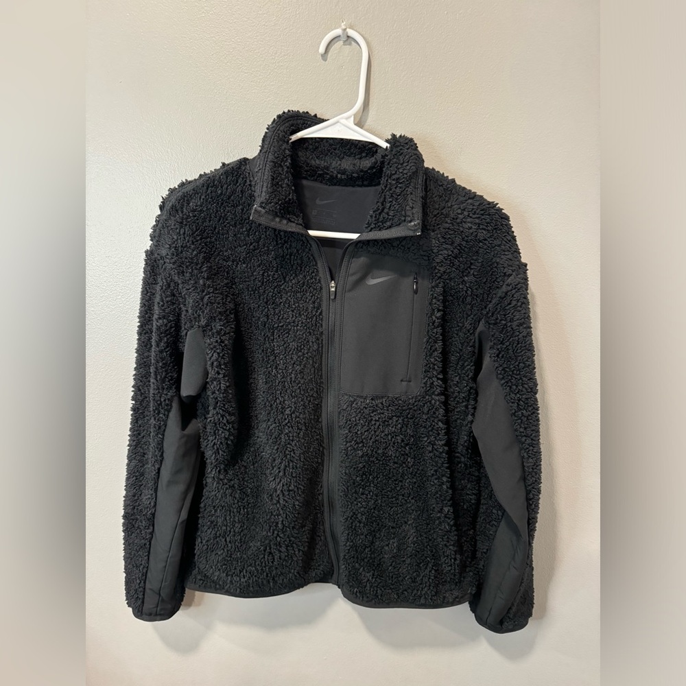 Nike Deep Pile Fluffy Track Jacket In Black Size Small - Gem